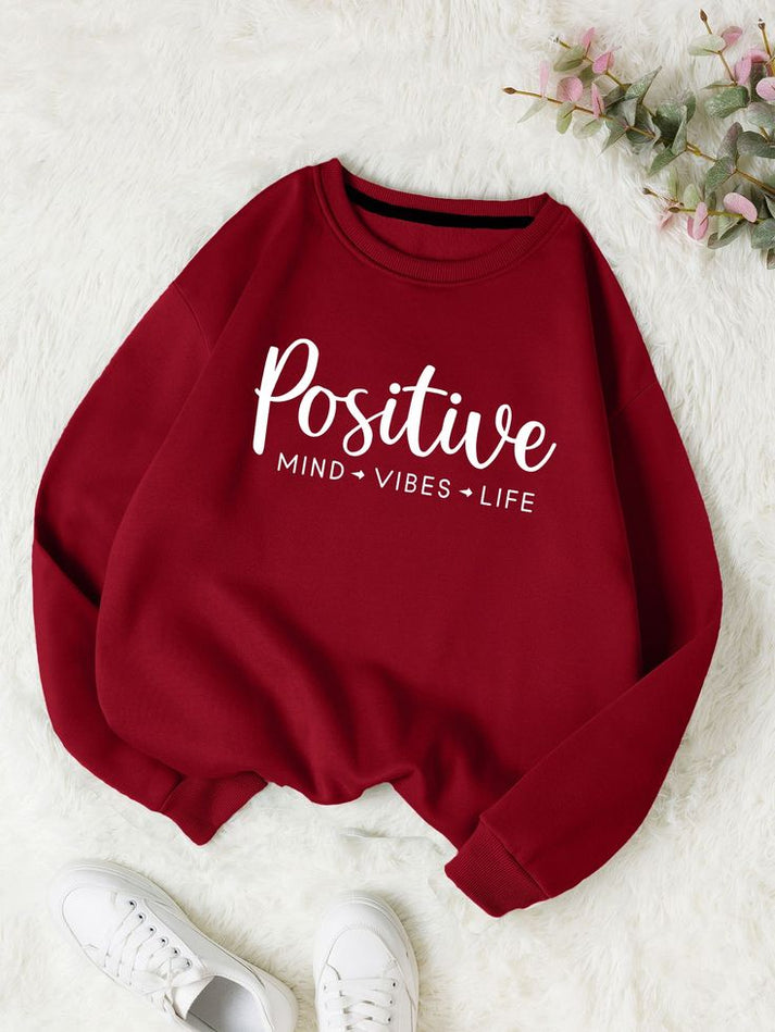 50% off (Maroon positive vibes sweatshirt) – Mydealsbazaar